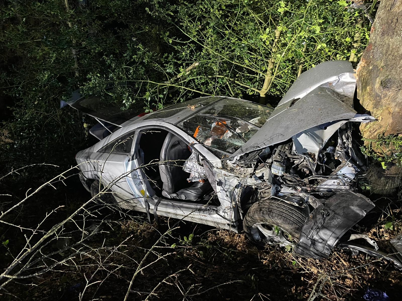 Firefighters rescue driver after car hits tree in Yateley - Hampshire ...