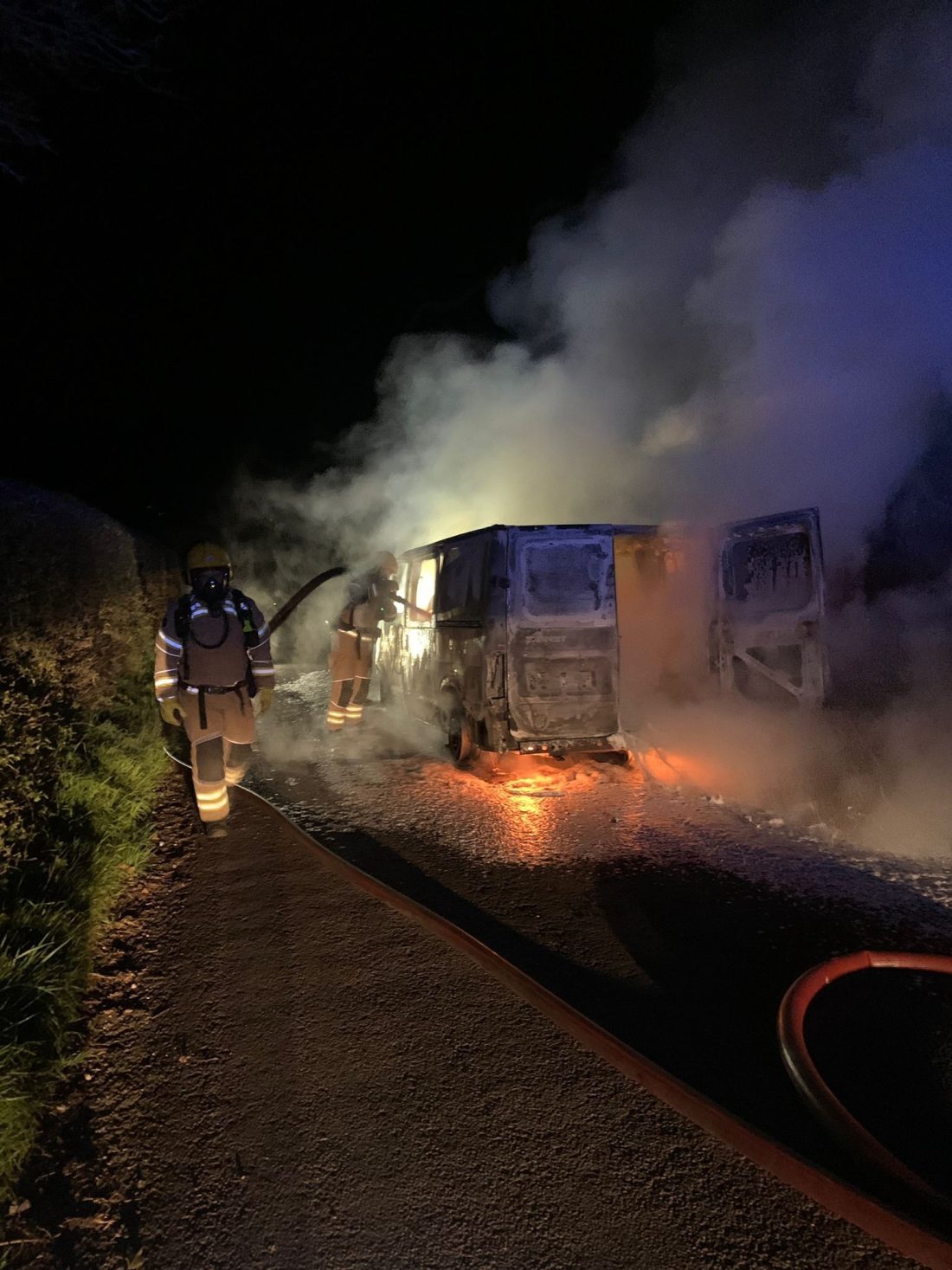 Eastleigh firefighters tackle van fire with foam - Hampshire & Isle of ...