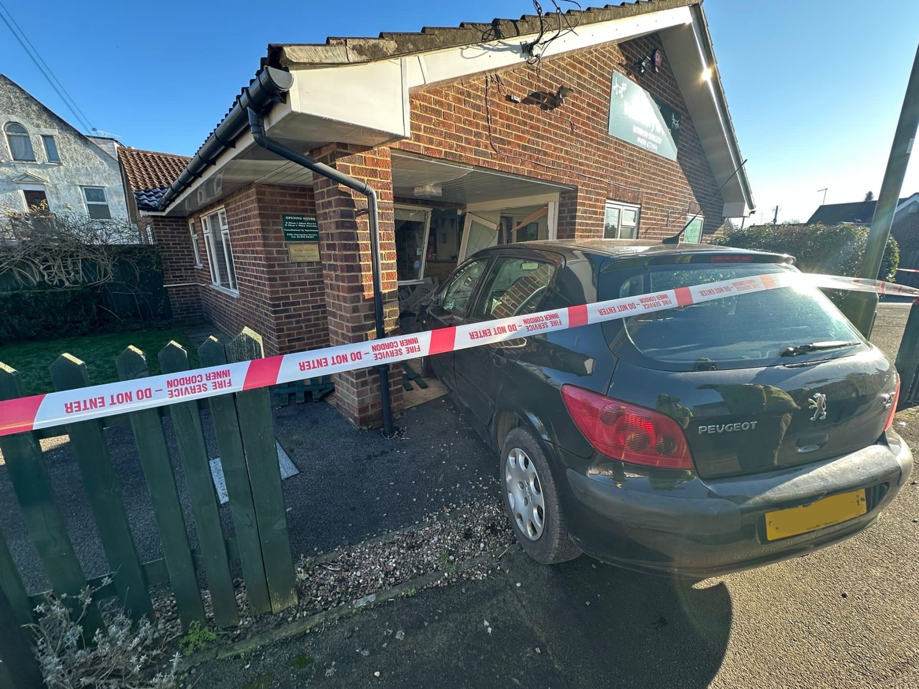 Car crashes into building in Bordon - Hampshire & Isle of Wight Fire ...