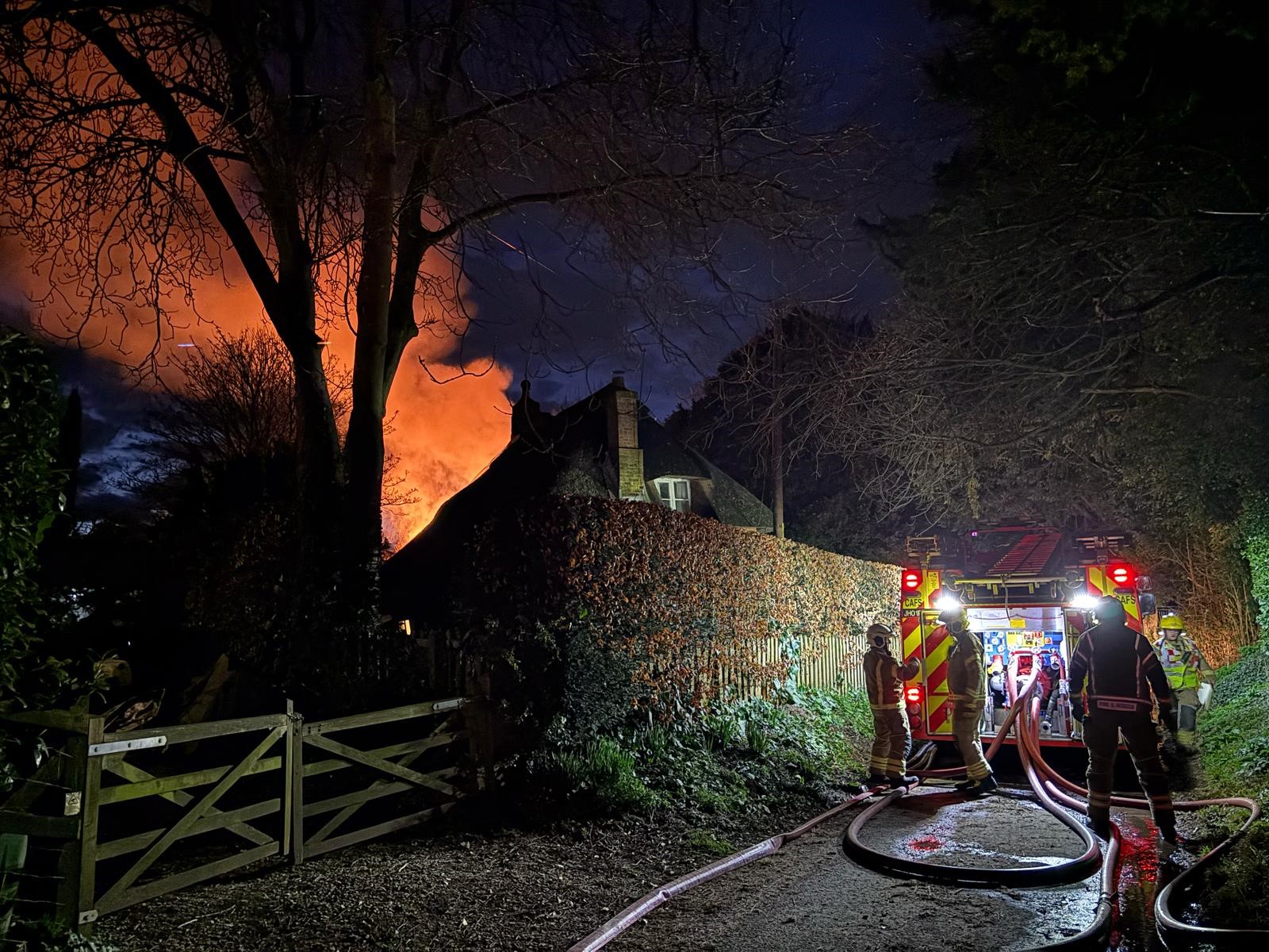Thatch fire in Quarley - Hampshire & Isle of Wight Fire & Rescue Service